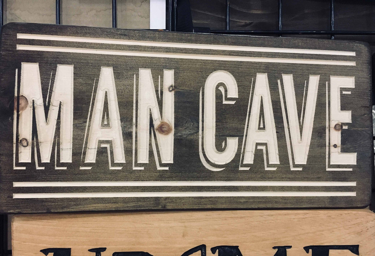 Man Cave Sign Wood Signs Mens Home Decor Guys Birthday Gift Wooden Eng ...