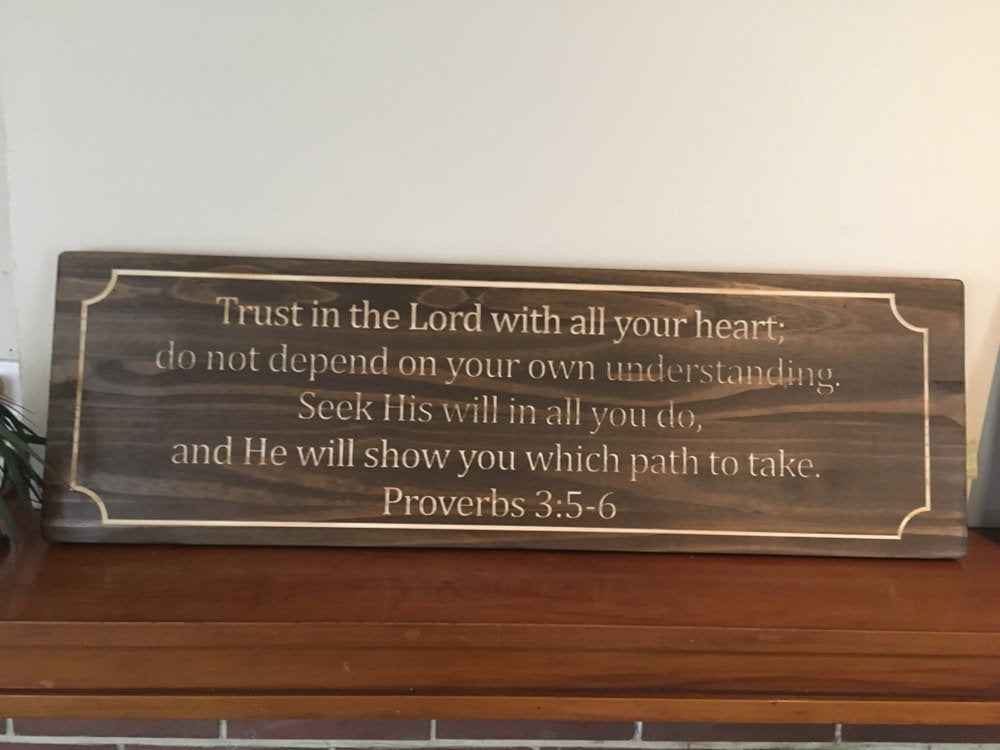 Large 17.5x36” Custom Bible Scripture Wood Sign Sayings Personalized S ...